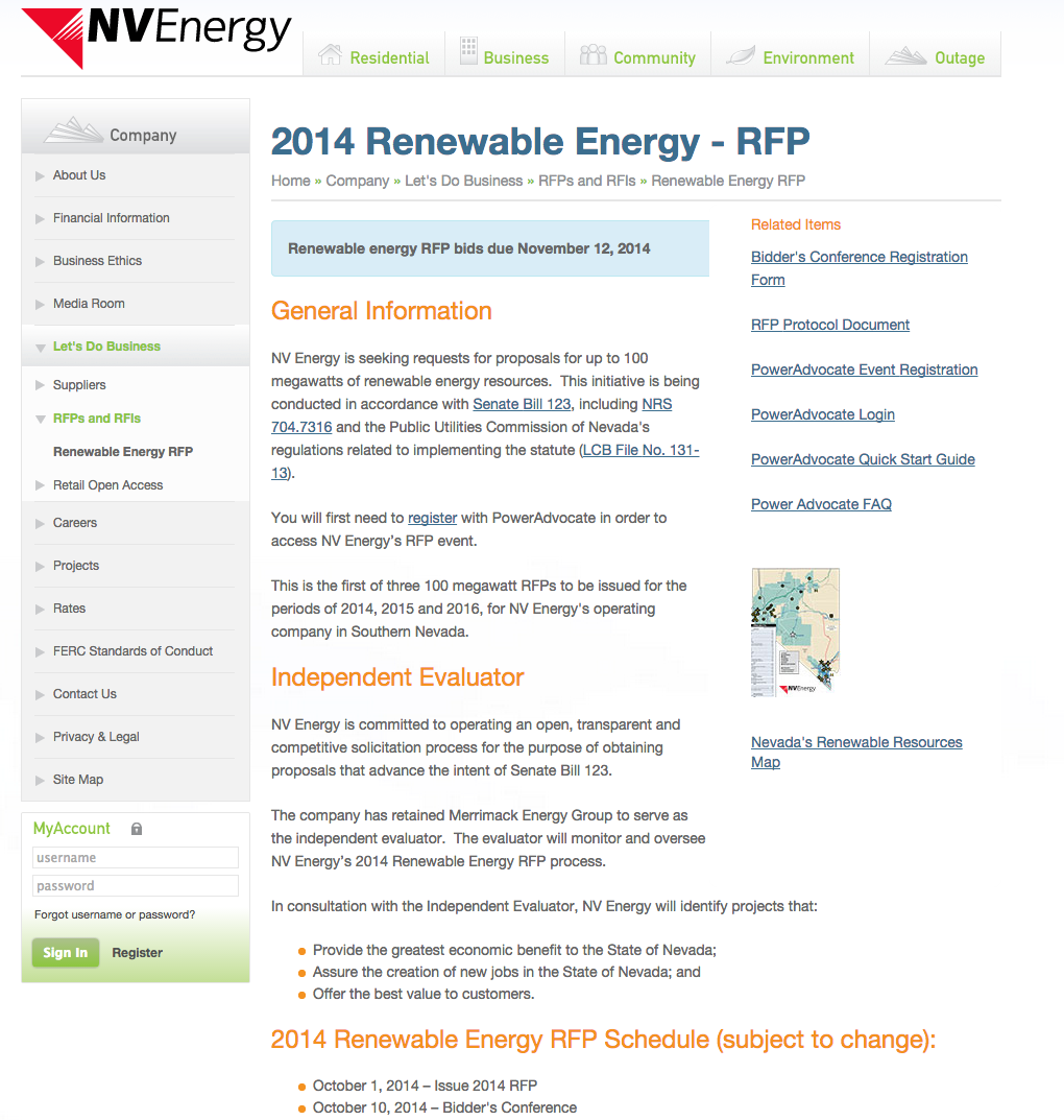 NV Energy to issue RFP for 100 MW renewable power | ThinkGeoEnergy ...