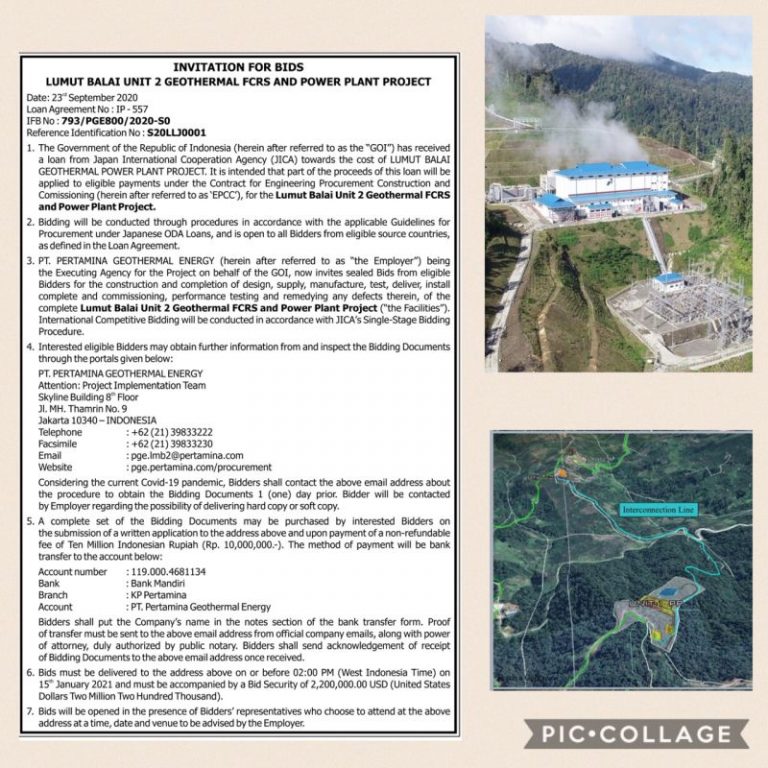 Tender - EPCC for Lumut Balai Unit 2 geothermal plant, Pertamina ...