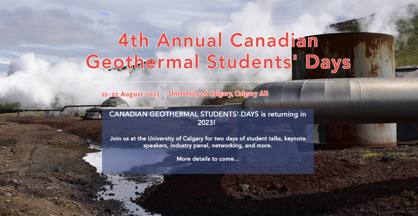 Canadian Geothermal Students’ Days – 21 to 22 August 2023, University ...