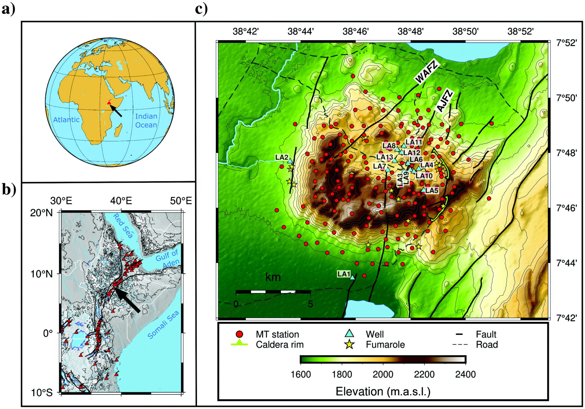 MT study models magmatic-hydrothermal system at Aluto-Langano, Ethiopia