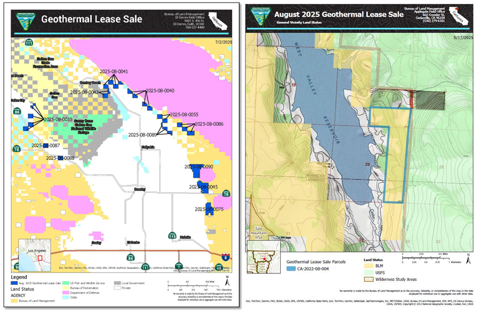 BLM to hold geothermal lease sale in California on August 2025